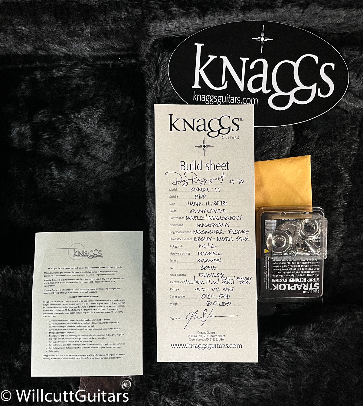 Knaggs Kenai Doug Rappaport Model Tier 1 Sunflower Burst - Willcutt Guitars